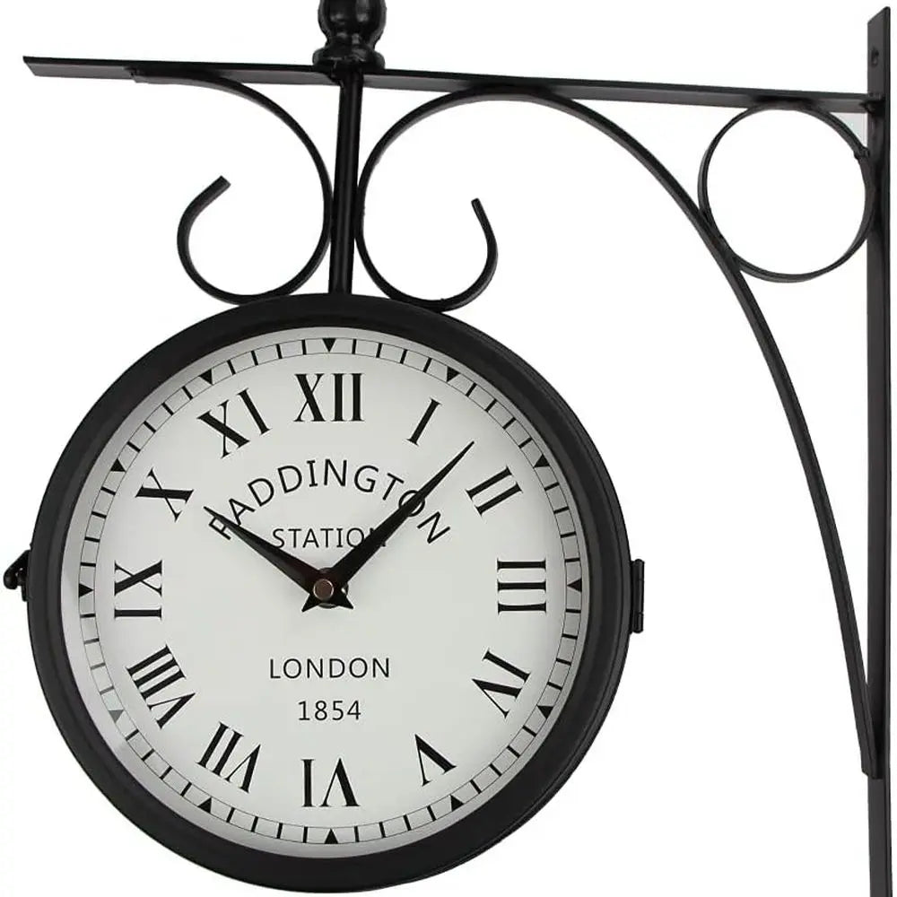 Vintage Brown Double Sided Iron Wall Clock - Chandelier Style Scroll ...
